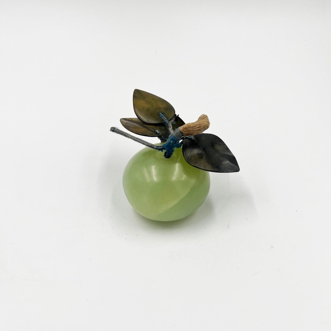 Jade Stone Apple With Leaves and Steam, Home Accent, Asian Inspired ...