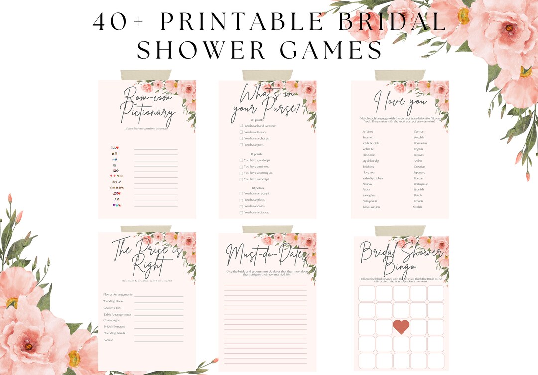Floral Bridal Shower Bundle Game Bachelorette Party Games Editable ...