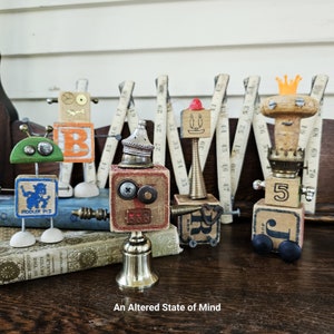 Choice Small Wooden Robot Assemblage Junkbot Desk Buddy Decor ...