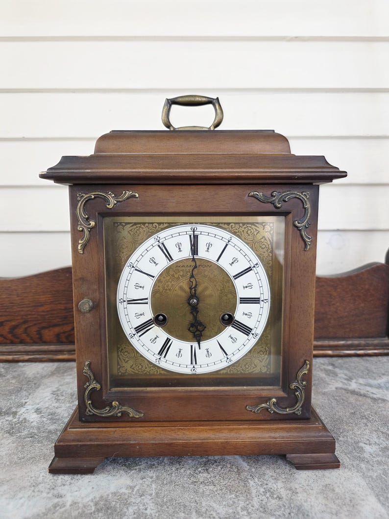 Vintage Hamilton Mechanical Mantel Clock: Non-working, Has Key and ...