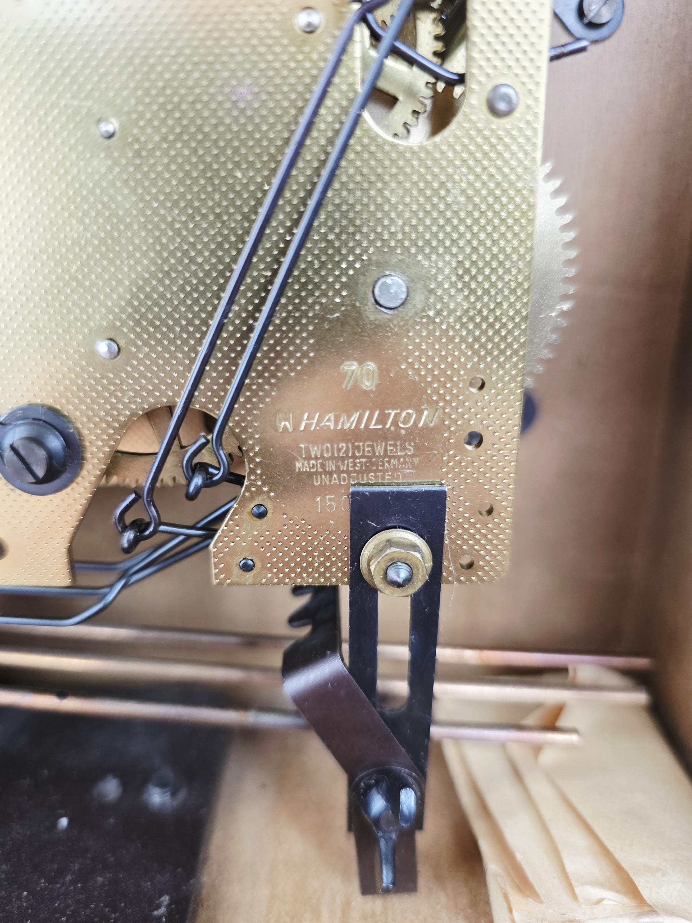 Vintage Hamilton Mechanical Mantel Clock: Non-working, Has Key and ...