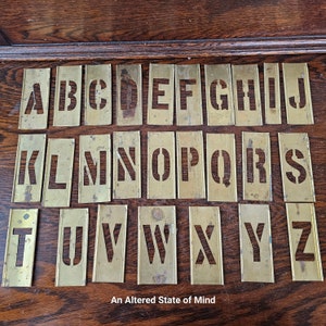 26 Vintage Brass Alphabet Letter Stencil 4 Interlocking Metal Stencil ...