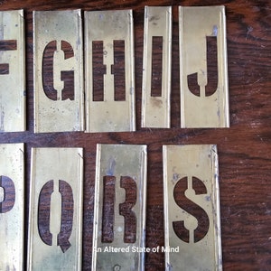 26 Vintage Brass Alphabet Letter Stencil 4 Interlocking Metal Stencil ...