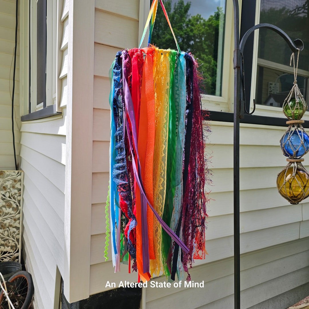 Rainbow Windsock Chandelier, Lace Tapestry, Gift for Home, Outdoor ...