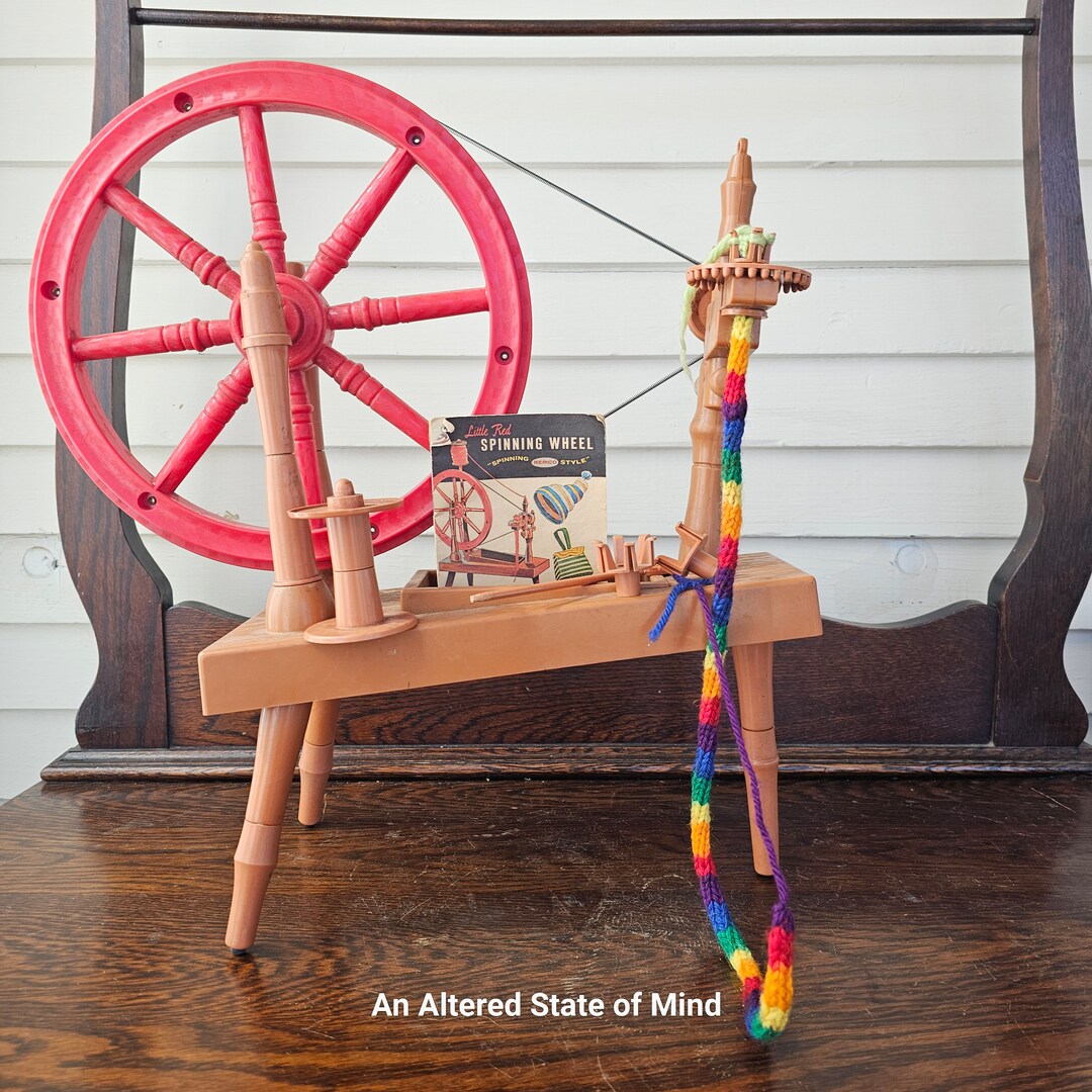 Vintage Remco Little Red Spinning Wheel Toy Nearly Complete Crochet ...