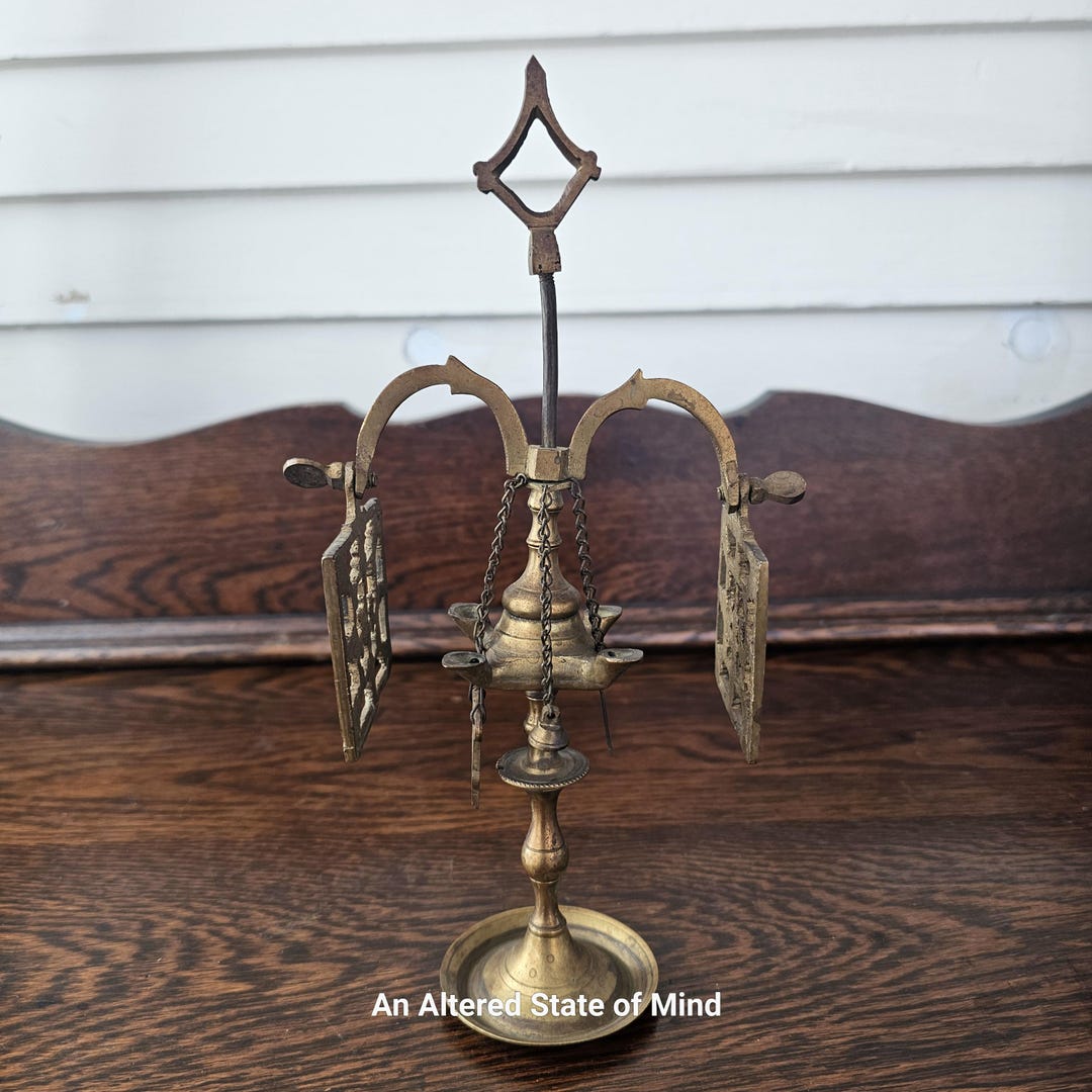 Vintage Brass 4-wick Oil Lamp: Renaissance Art Nouveau Decor - Etsy