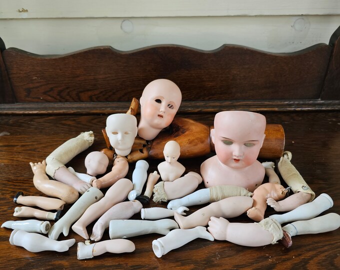 30+ Vintage Bisque Doll Parts Hands Legs Head Porcelain Antique Doll ...