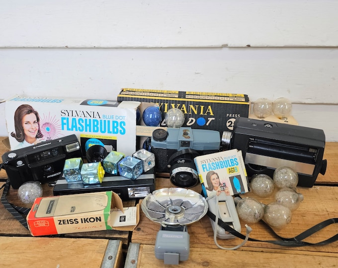 Vintage Camera and Parts Junk Lot Flash Bulb Lot Cameras Upcycled ...