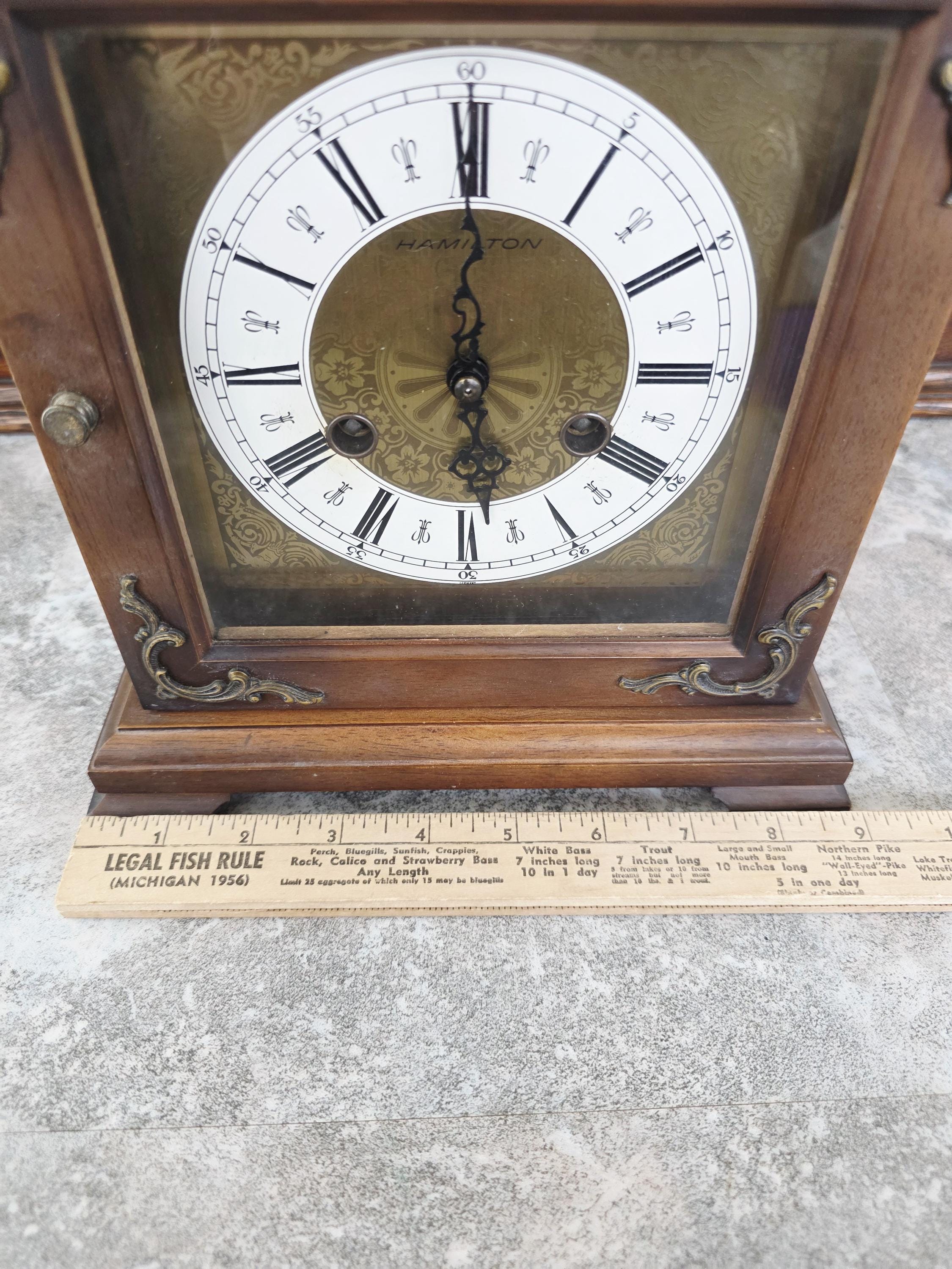 Vintage Hamilton Mechanical Mantel Clock: Non-working, Has Key and ...