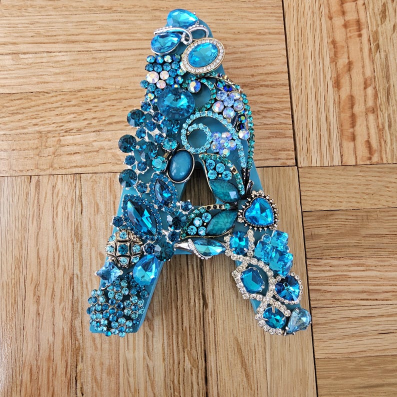 Jewelry Embellished Letter: Repurposed Wall Art Decor - Etsy