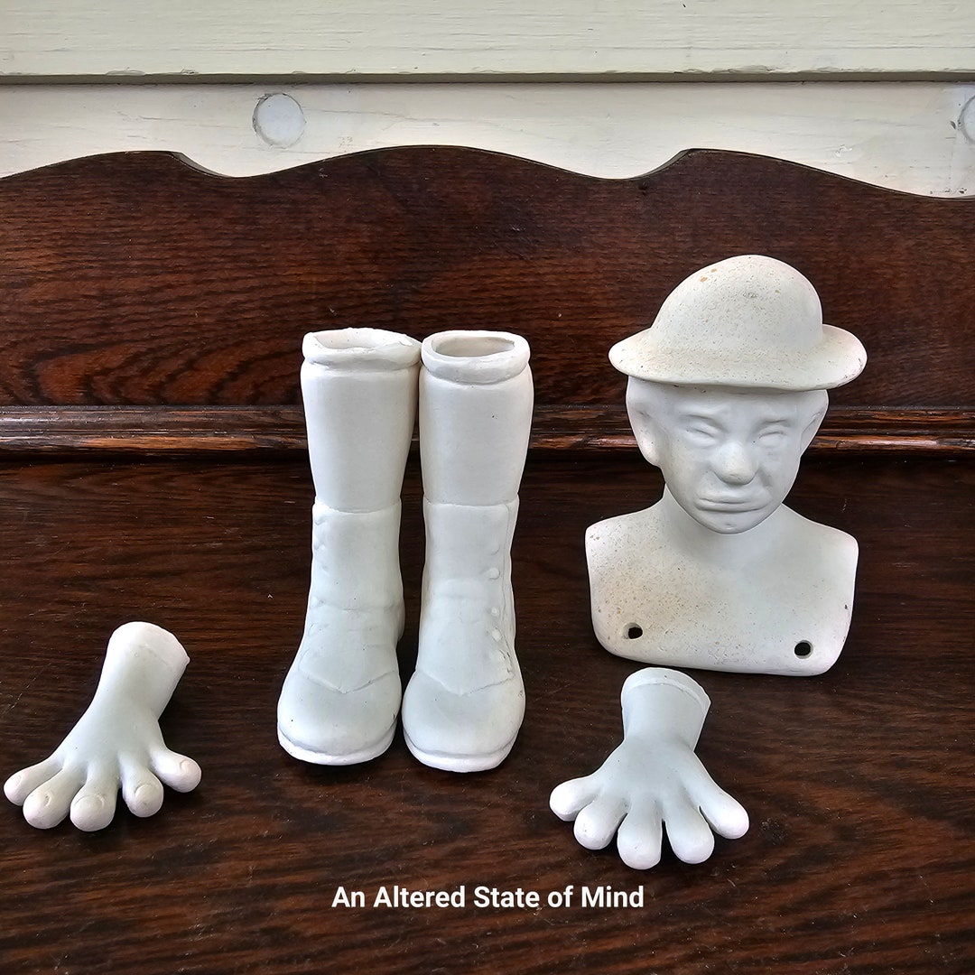 Unfinished Ceramic Hobo Clown Doll Parts for 18 Make Your Own Doll ...