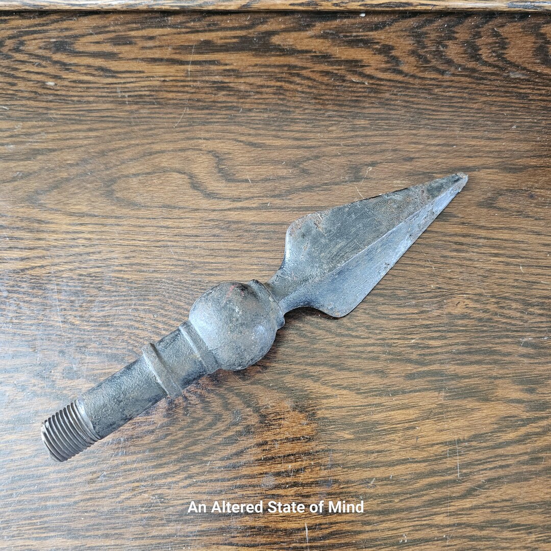 Vintage Cast Iron Gate Spike Finial, 9 Pointed Spear, Replacement ...