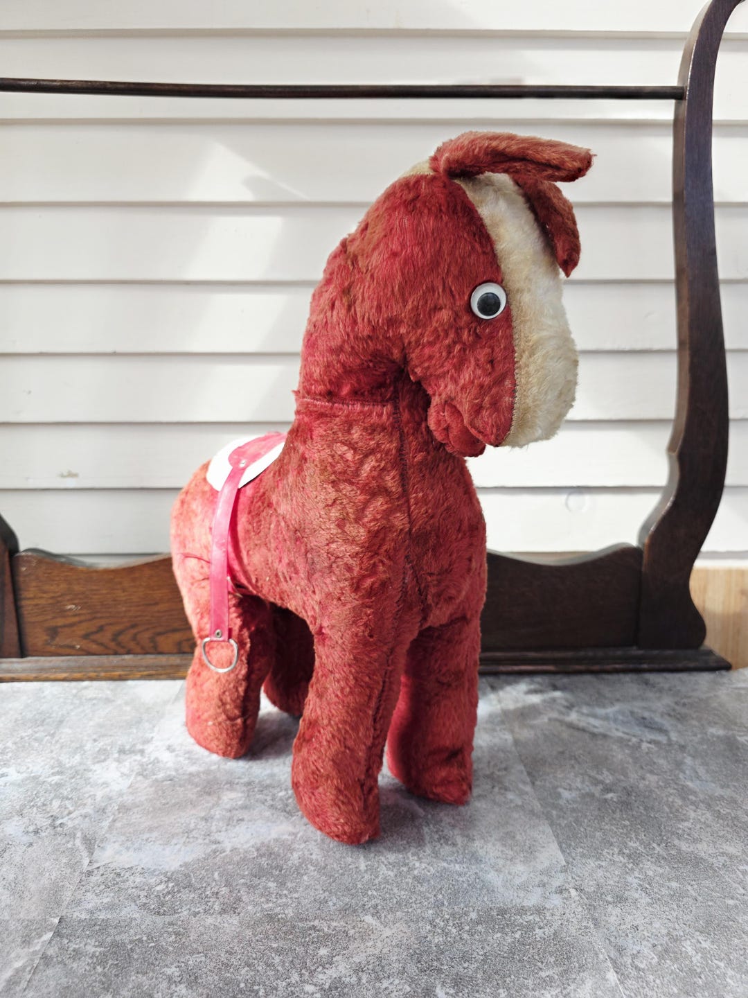 Vintage Red Toy Horse Plush: 16