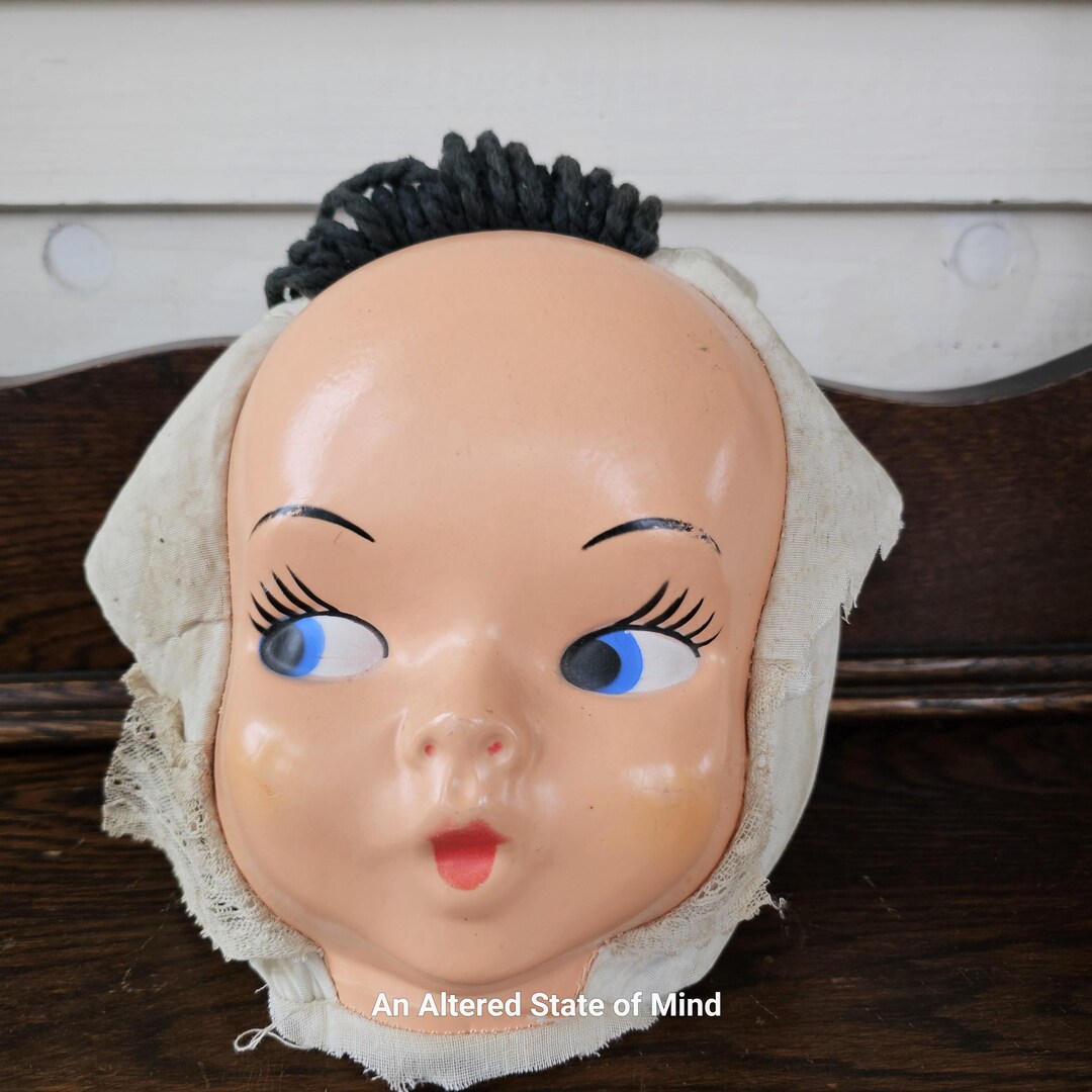 Vintage Reclaimed Plastic Doll Face, Diy Rag Doll Face, Vintage ...