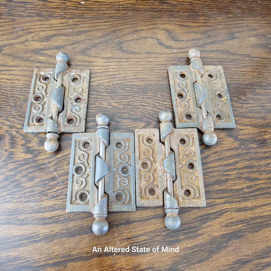 4 Vintage Fancy Cast Iron Door Hinge, Rustic Ornate Swirl Hinge ...