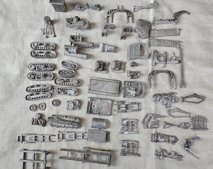 Vintage Pewter Model Kit Building Parts Tractor Truck Trailer Tracks ...