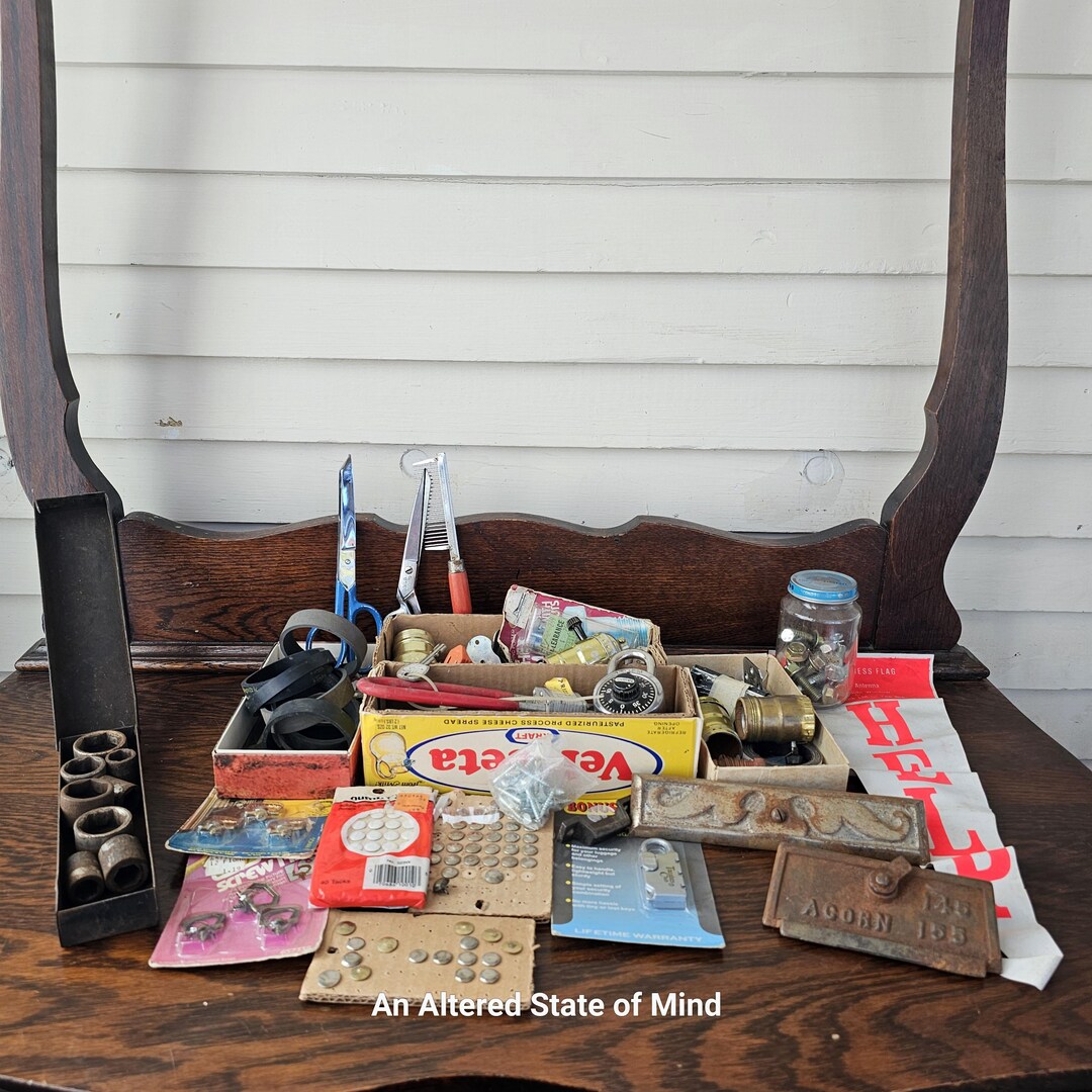 Guys Junk Drawer Lot, Vintage Reclaimed Junk, Assemblage Mixed Media ...