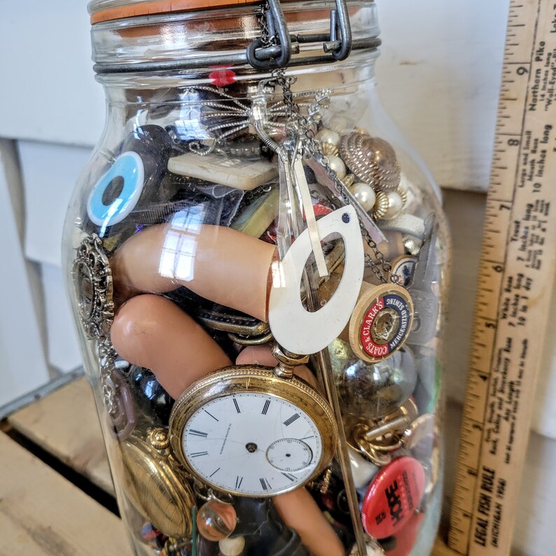Large Vintage Junk Drawer Treasure Jar Mystery Lot - Etsy