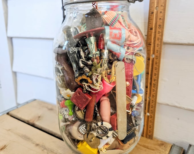 Large Vintage Junk Drawer Treasure Jar Mystery Lot, Miscellaneous ...