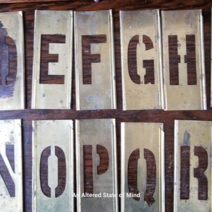 26 Vintage Brass Alphabet Letter Stencil 4 Interlocking Metal Stencil ...