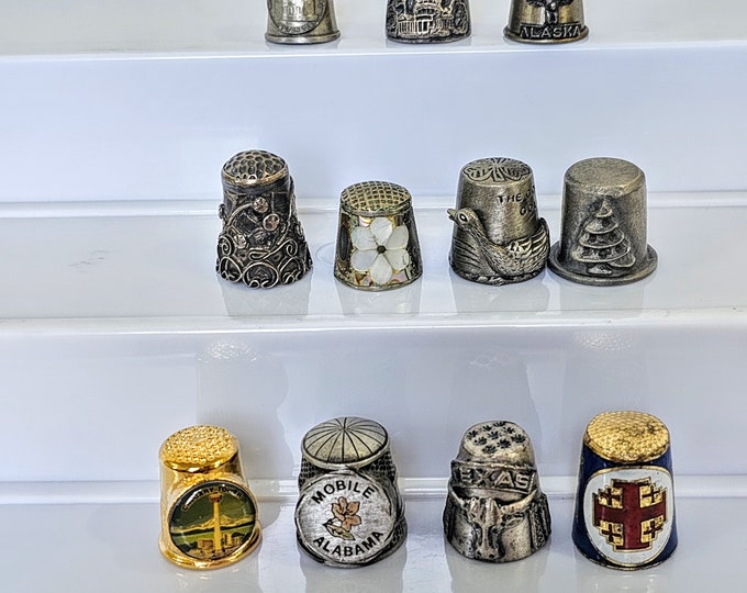 Vintage Metal Thimbles Lot Pewter Silver Gold Tone Decorative ...