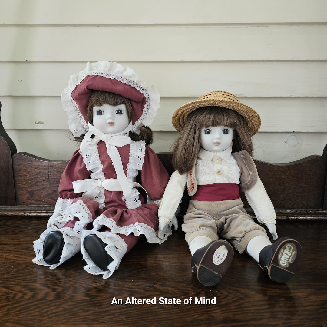 Vintage Sankyo Bisque Doll Set, Monsieur Giraud Boy Girl Doll, Wind-up ...