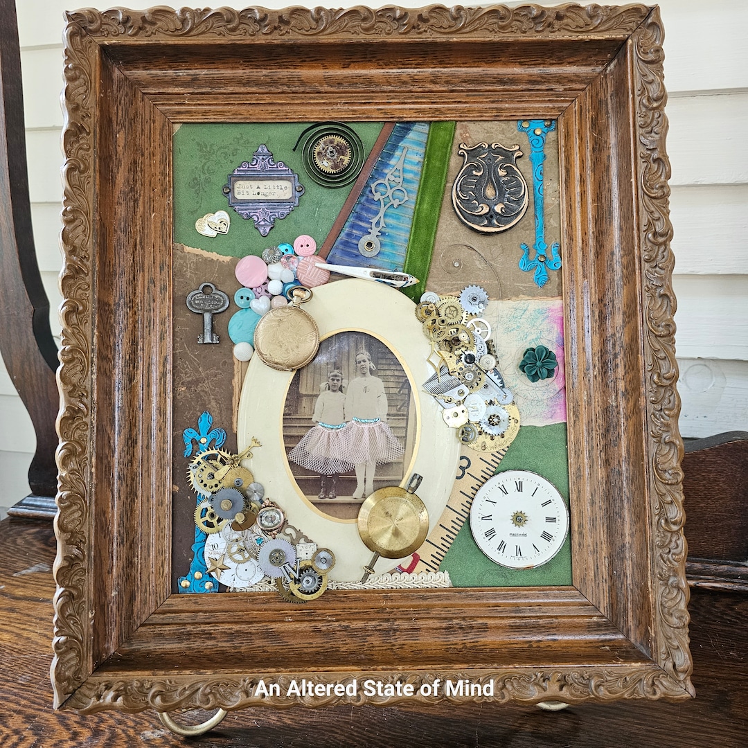 Vintage Framed Photograph Mixed Media Art Collage Altered Photo ...