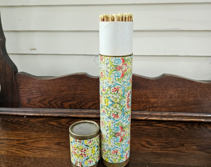 Vintage Fireplace Match Sticks in Retro Tube, Extra Long Wooden Match ...