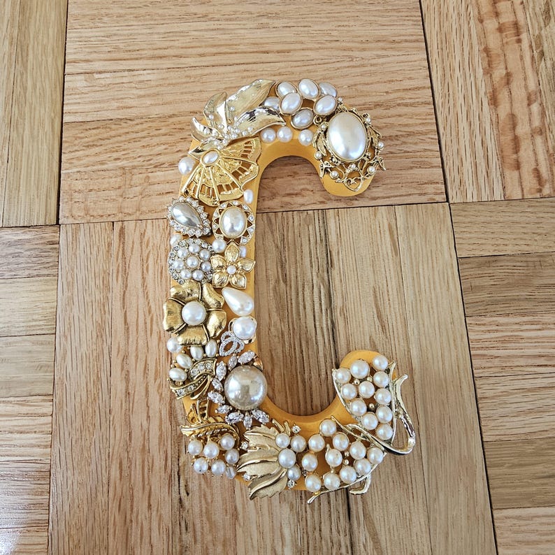 Jewelry Embellished Letter: Repurposed Wall Art Decor - Etsy