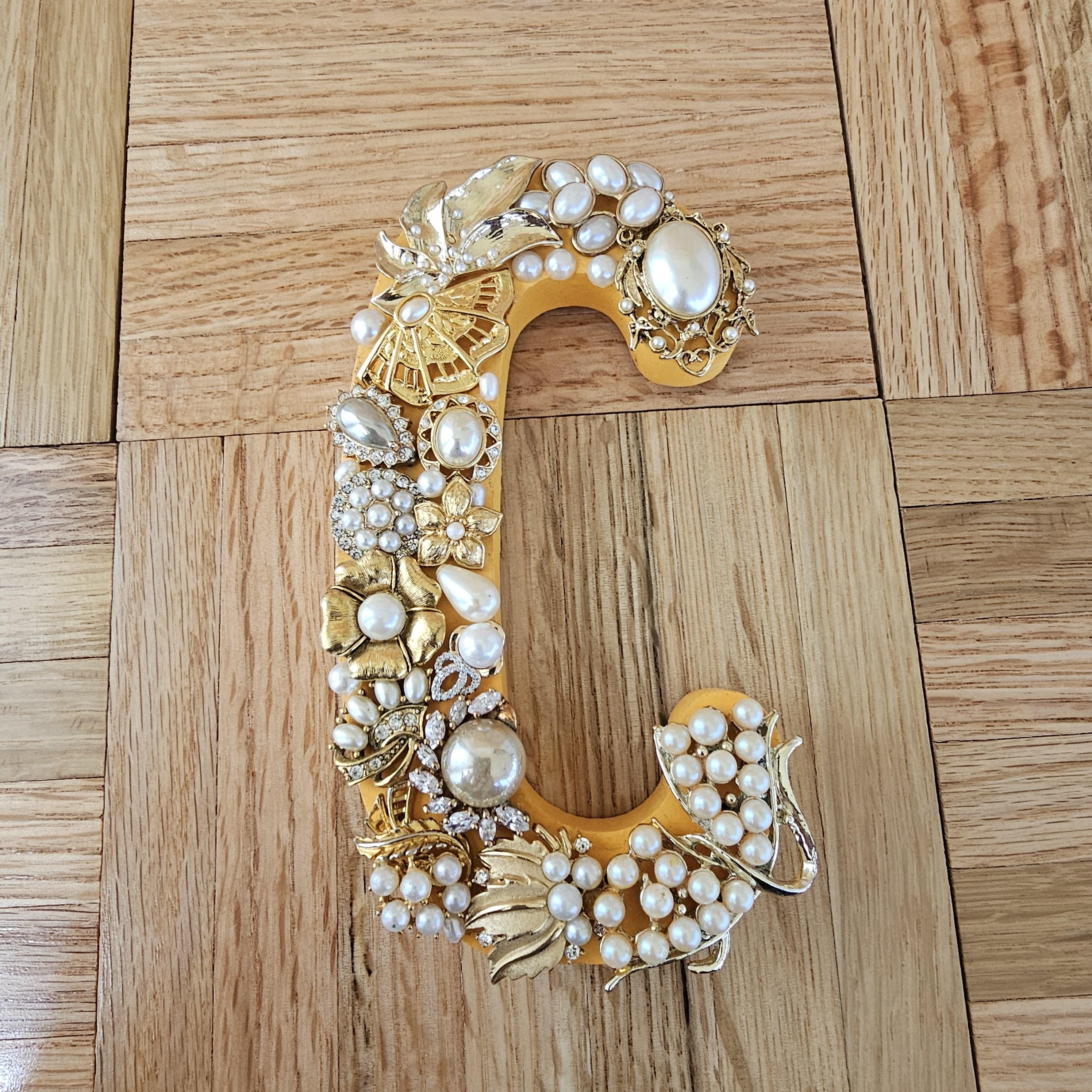 Jewelry Embellished Letter: Repurposed Wall Art Decor - Etsy