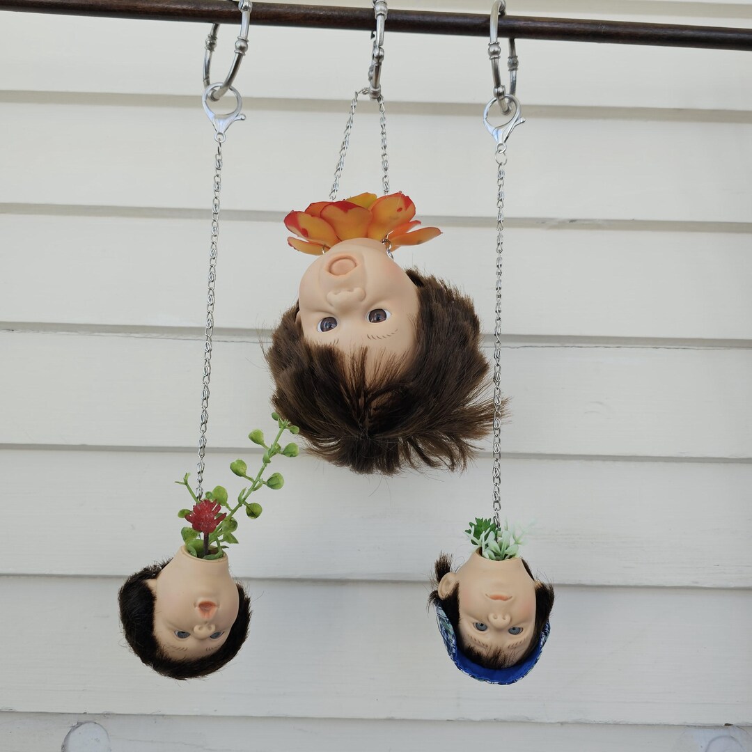 Palm Pals Doll Head Planter: Set of 3 Hanging Succulent Pots - Etsy