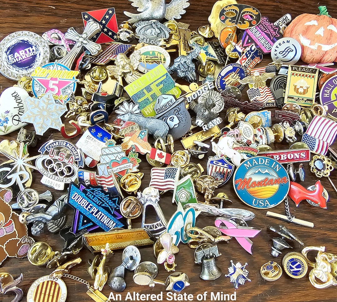 20 Vintage Enamel Badge Lapel Pins: Assorted Lot - Etsy