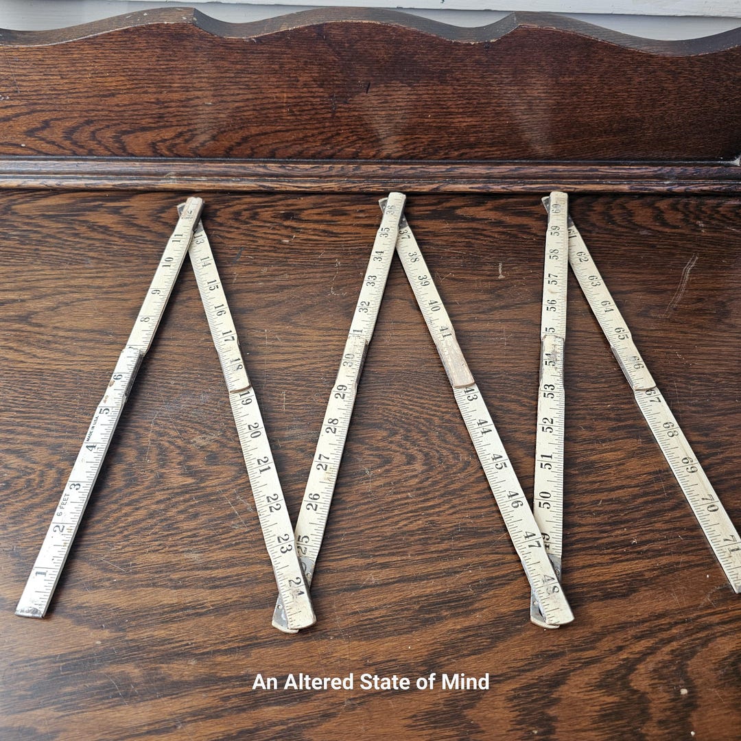 Vintage White Wood Folding Ruler, 6ft Accordion Measuring Stick ...