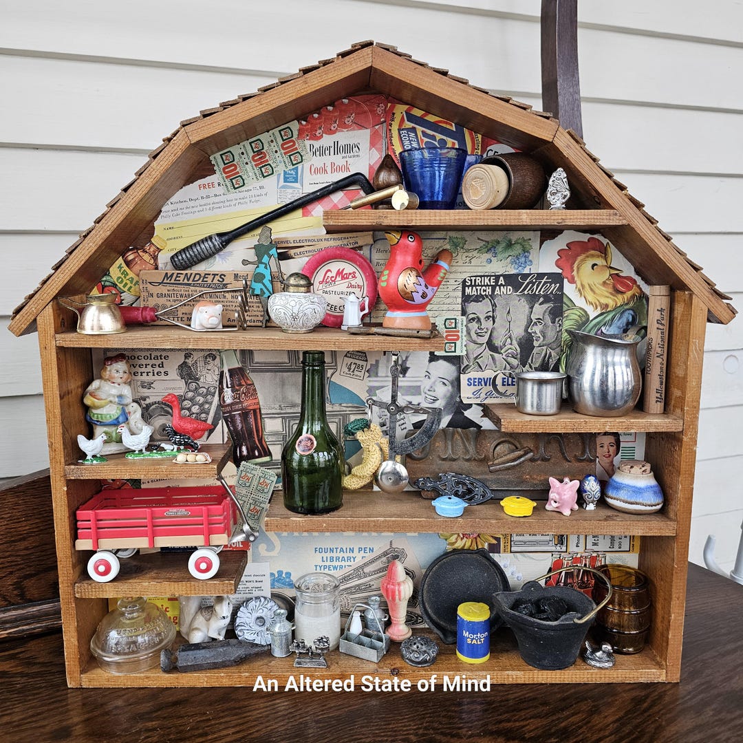 Farmhouse Barn Shadow Box: Rustic Miniature Assemblage Art - Etsy