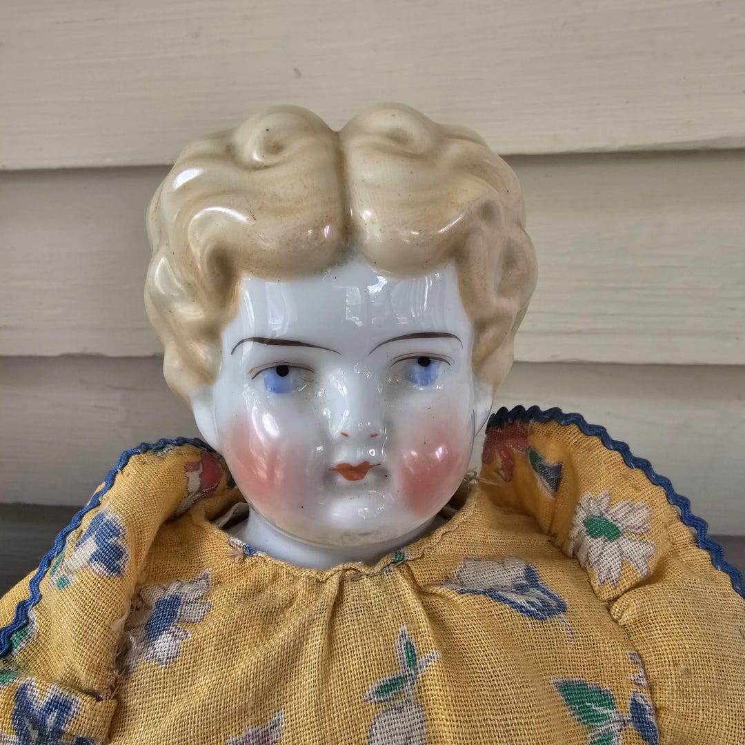 Vintage German China Head Doll: 19" Antique Bisque Doll With Molded ...