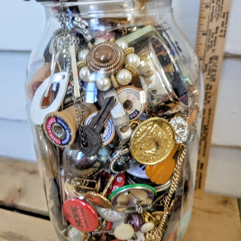 Large Vintage Junk Drawer Treasure Jar Mystery Lot - Etsy