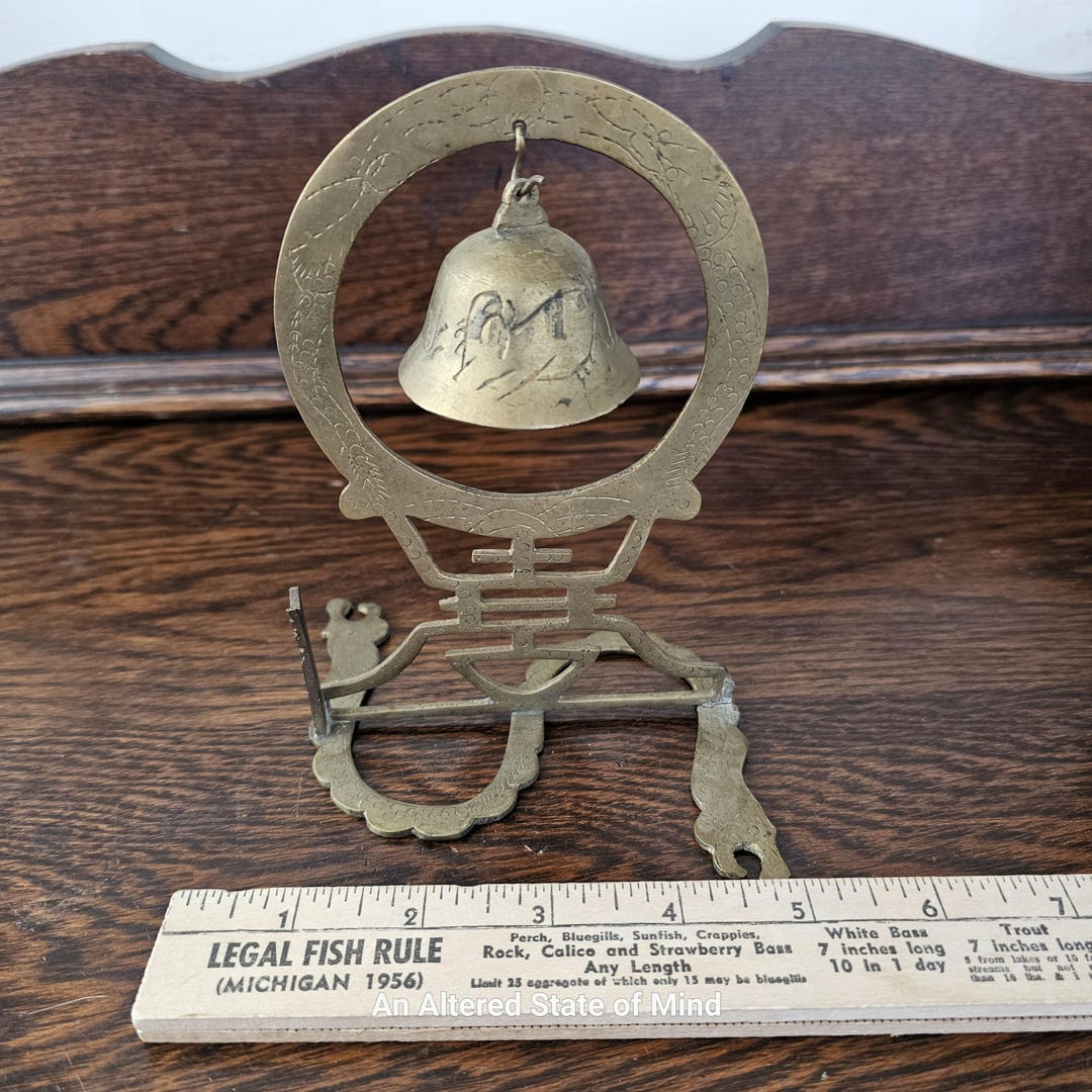 Vintage Chinese Brass Bell Stand, Standing Bell Arch, Asian Temple ...