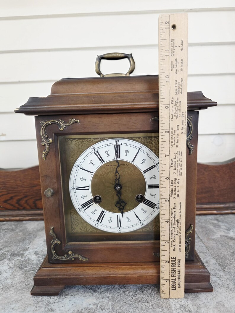 Vintage Hamilton Mechanical Mantel Clock: Non-working, Has Key and ...