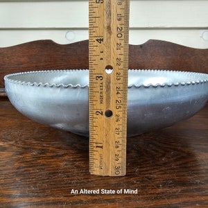 Vintage Aluminum Hand Forged Bowl 10 Crimped Edge Hammered Engraved ...