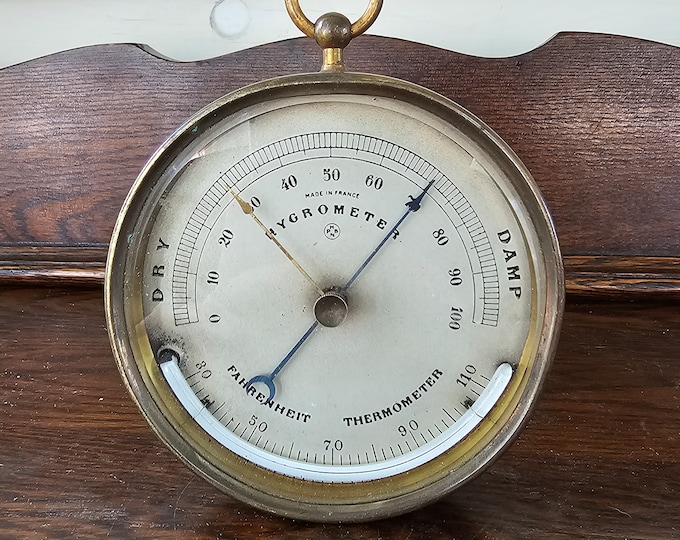 Vintage Brass Barometer Weather Station Hygrometer Made in France ...