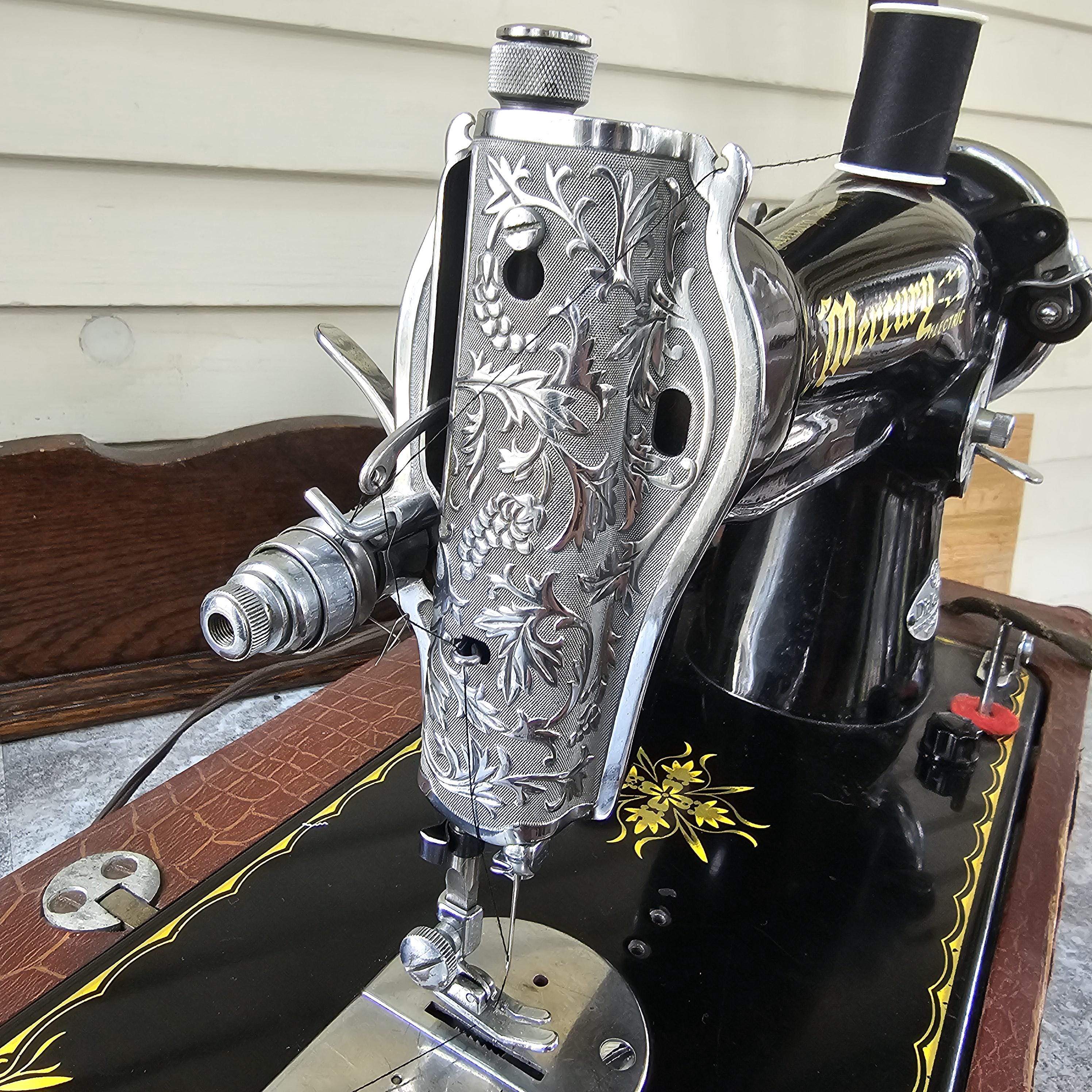 Vintage Mercury Dial-o-matic Sewing Machine: Black Ornate Electric ...