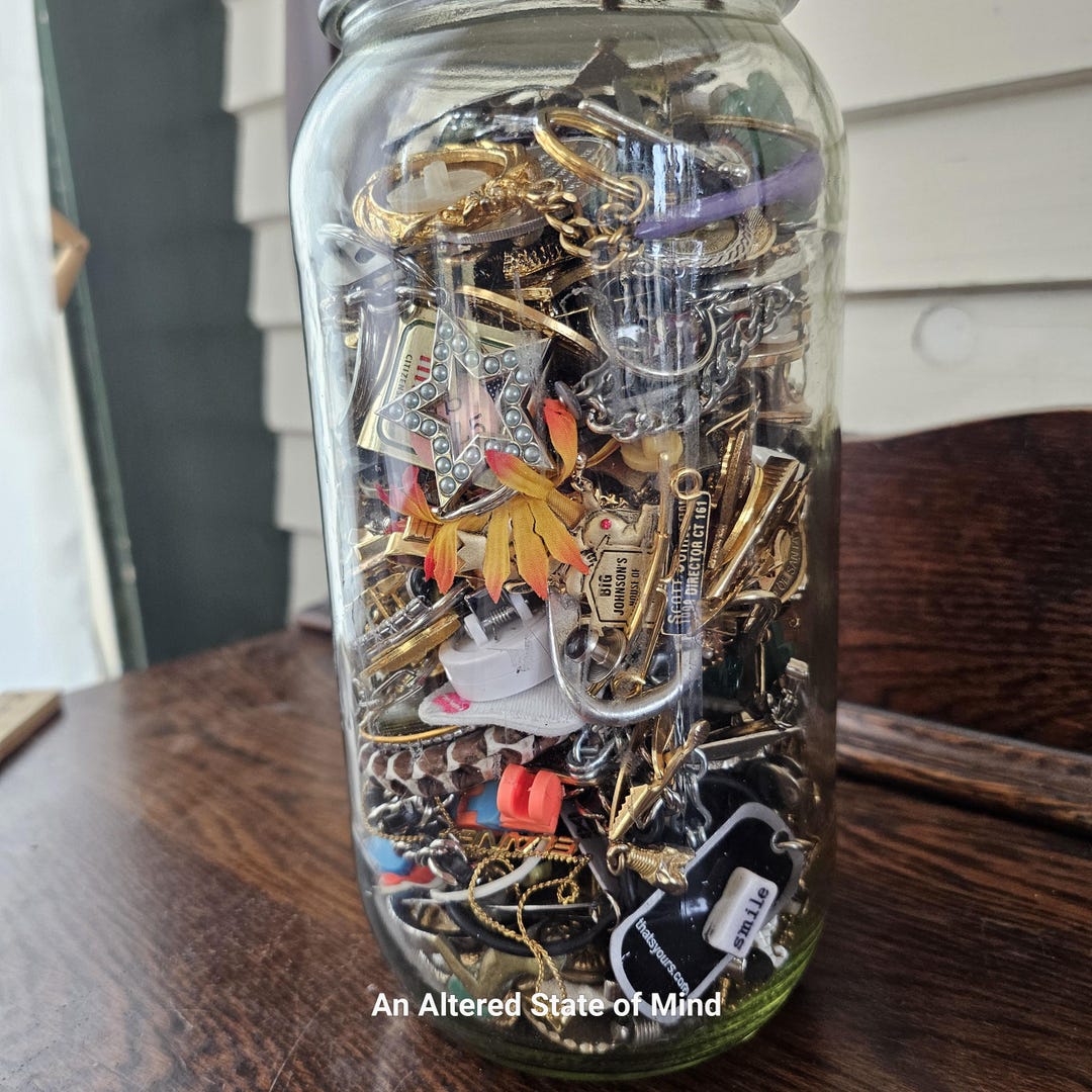 Vintage Junk Drawer Mystery Jar Vintage Smalls Game Pieces Miniatures ...