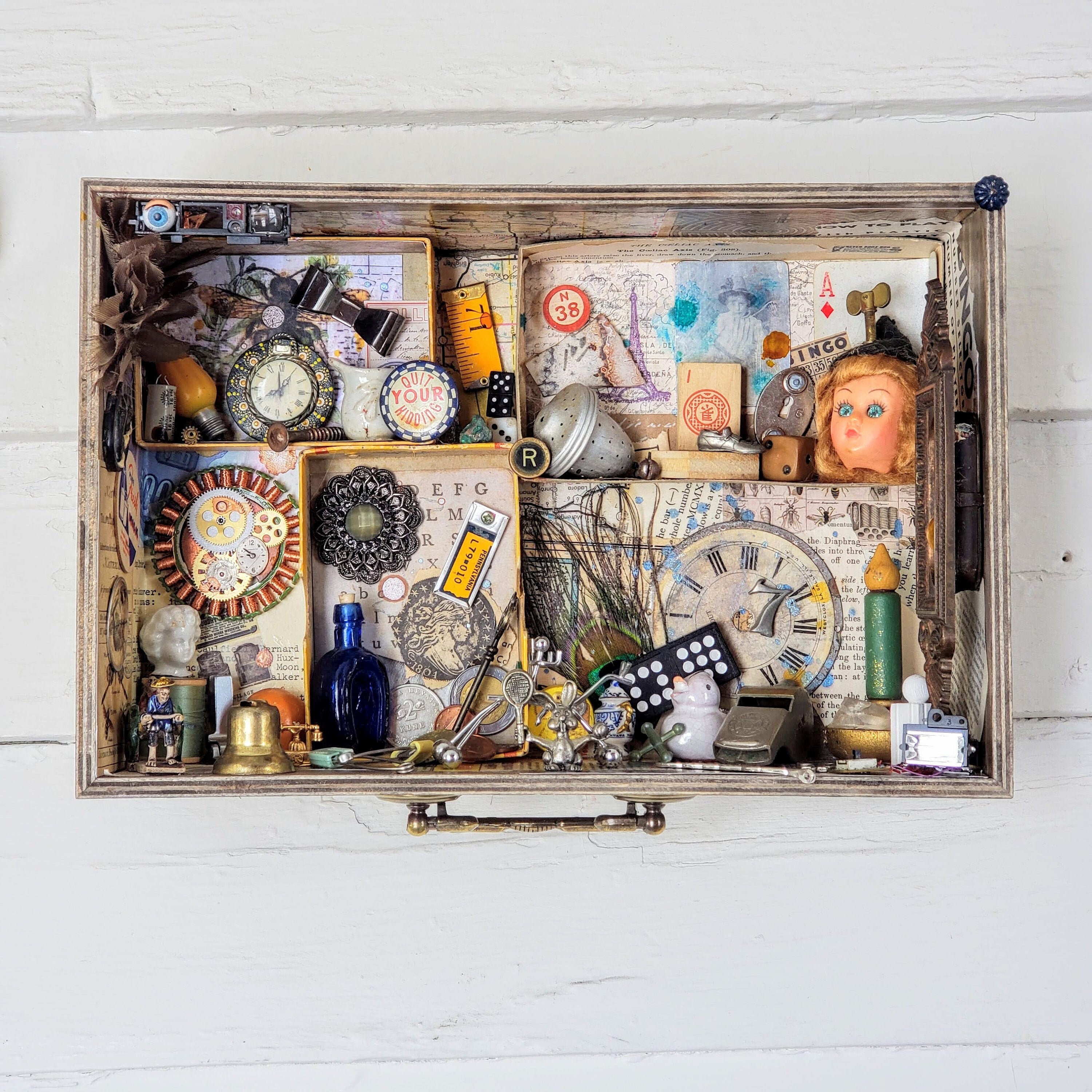 Vintage found objects configuration box collection of things | Etsy