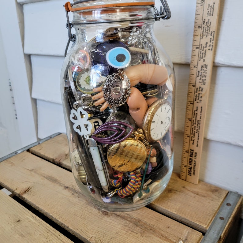 Large Vintage Junk Drawer Treasure Jar Mystery Lot - Etsy