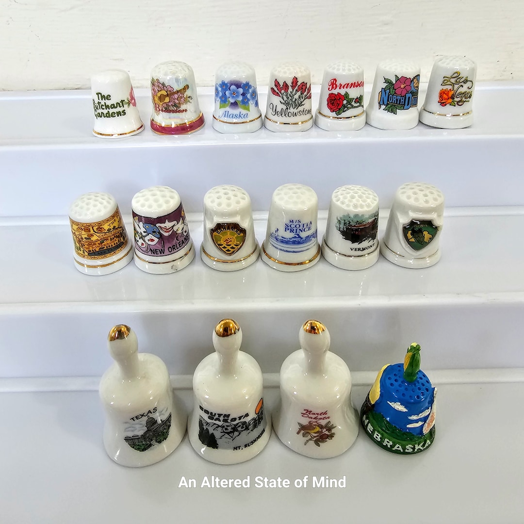 Vintage Souvenir Thimble & Bell Lot: Collectible Porcelain, Made in ...