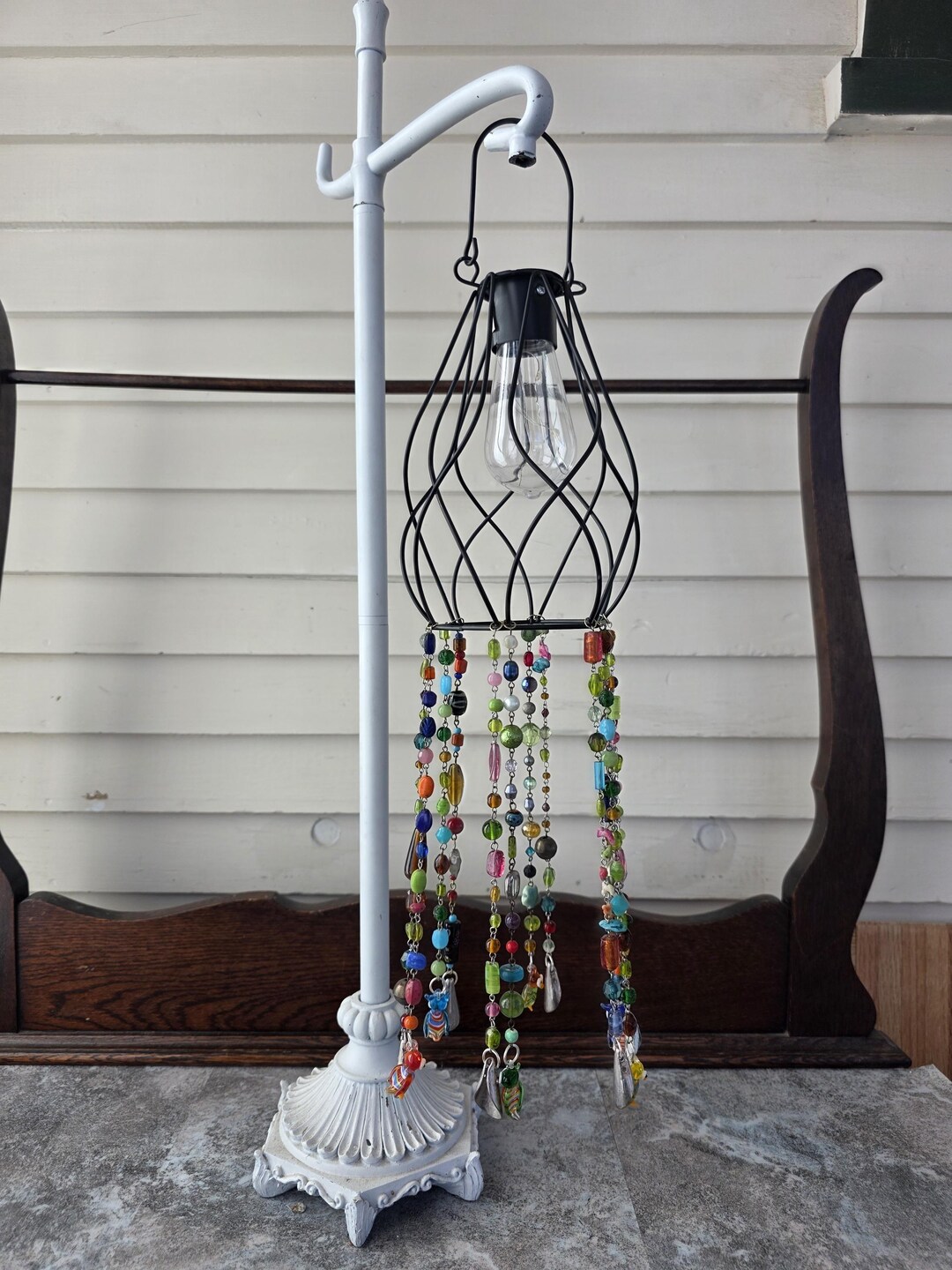 Solar Powered Lantern Beaded Suncatcher Windchime: Handmade Garden ...