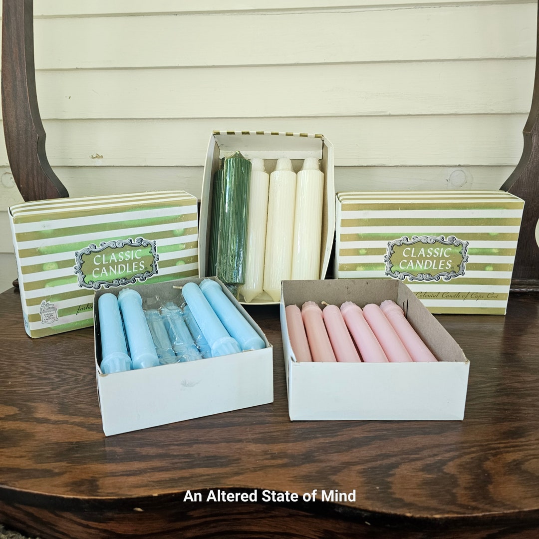 Vintage 8" Candles, Cape Cod Colonial Stout Candle Sticks 8" Sky Blue ...