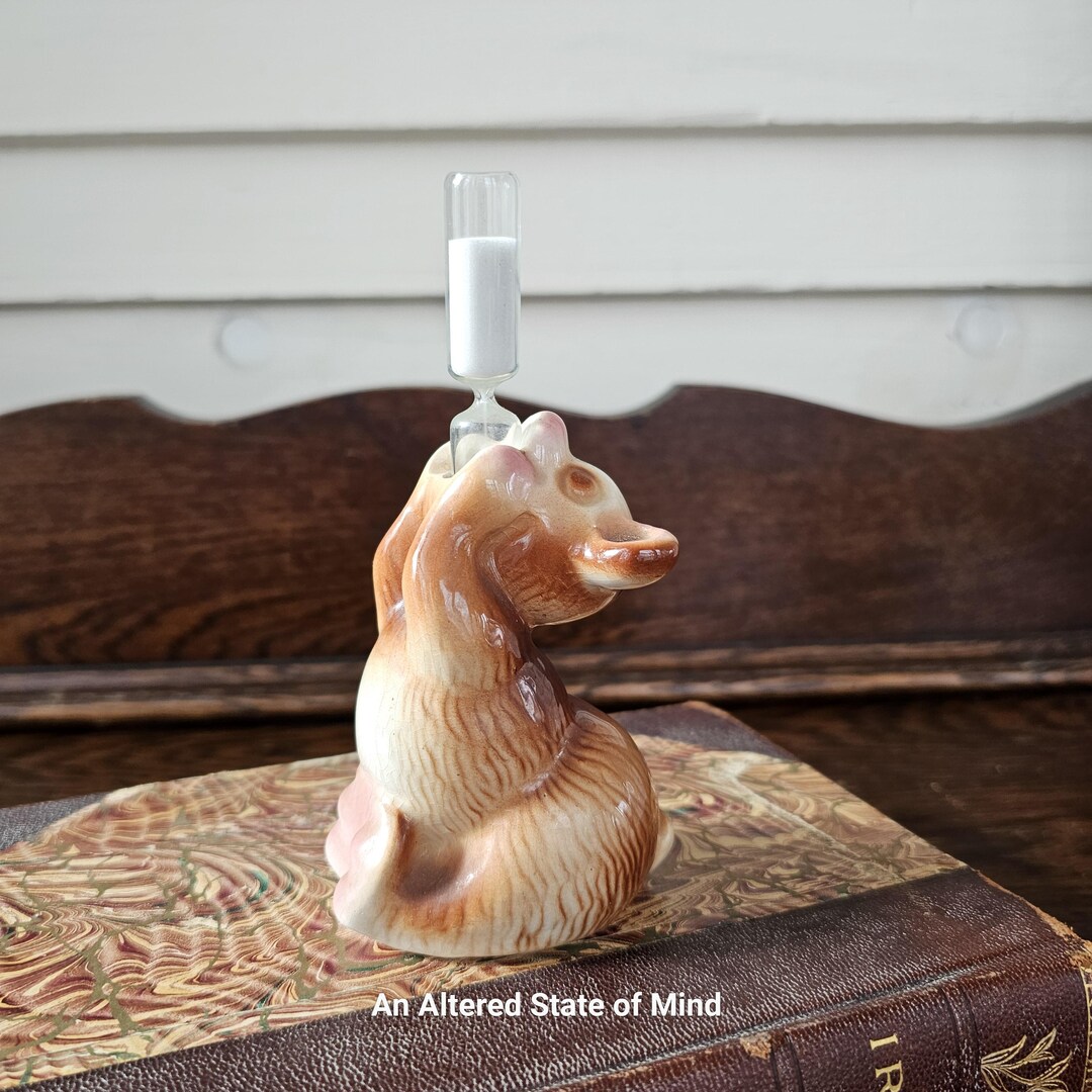 Vintage Egg Timer, Cute Bear Cub, Ceramic Figurine, Collectible Kitschy ...