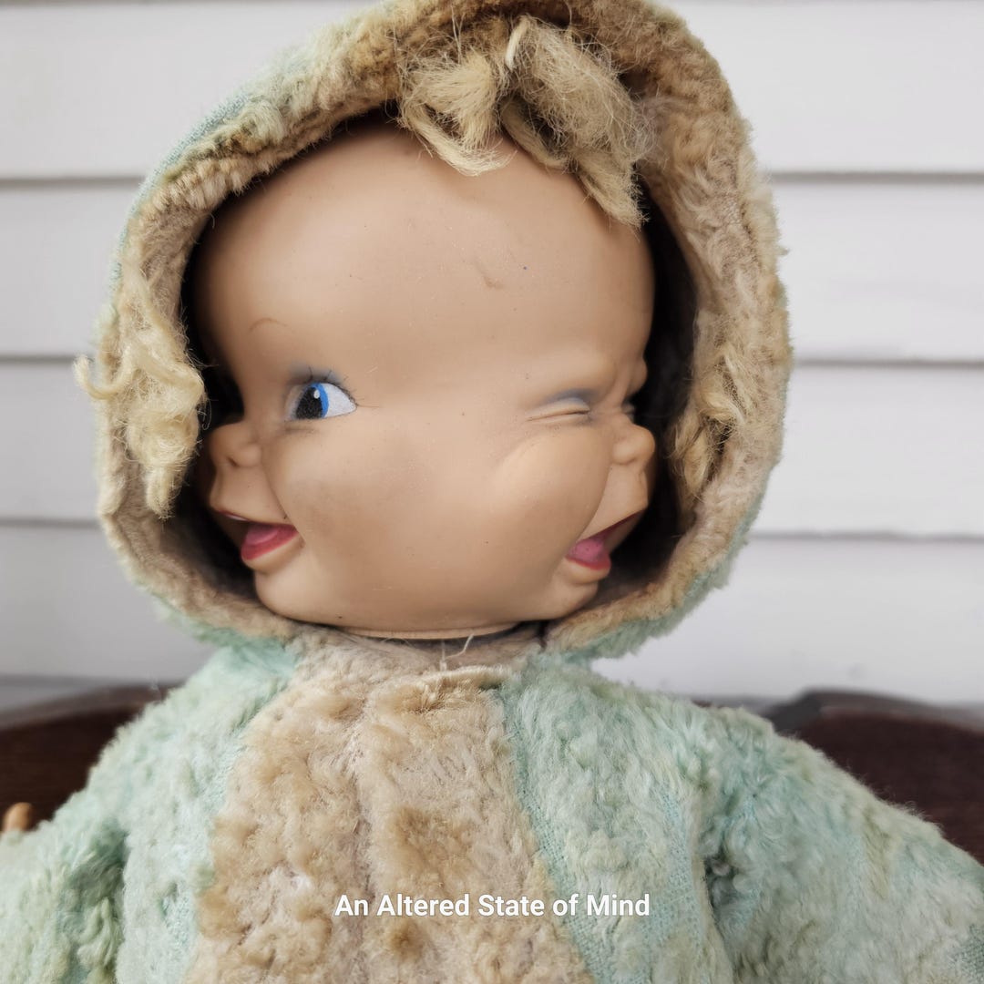 Vintage 3 Face Plush Baby Doll, Rubber Face Hands, Twist Turn Head ...