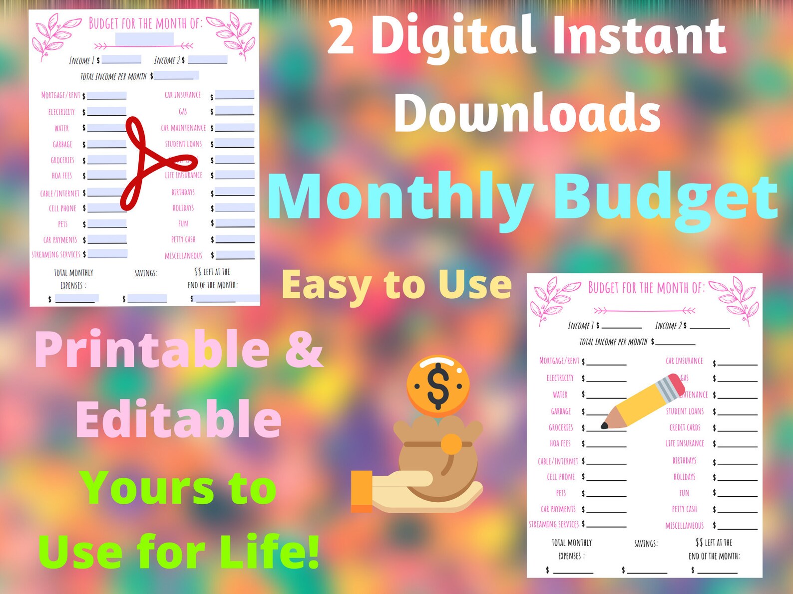 Monthly Budget Printable, Finance Planner, Budget for Couples, Budget ...